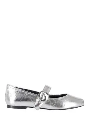 Coperni Silver Ruched Leather Ballet Flats - Gray