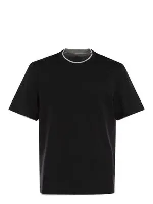 Brunello Cucinelli Logo-embroidered Crewneck T-shirt - Black