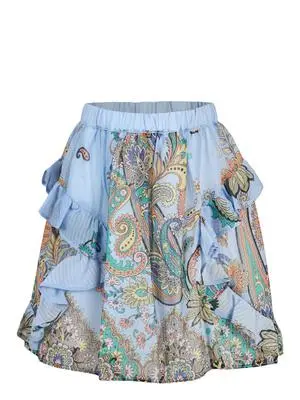 Etro Ruffled Paisley-print Skirt - Blue