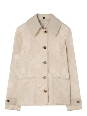 BURBERRY Burberry Micro Check-Stitch Quilted Nylon Jacket With Detachable Leather Collar