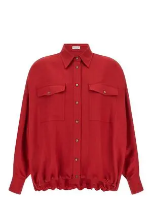 Brunello Cucinelli Collared Long Sleeve Shirt - Red