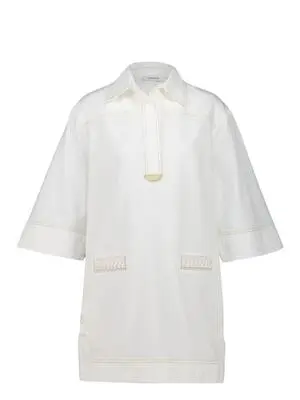 Zimmermann Collared Cotton Dress With Concealed Placket - White