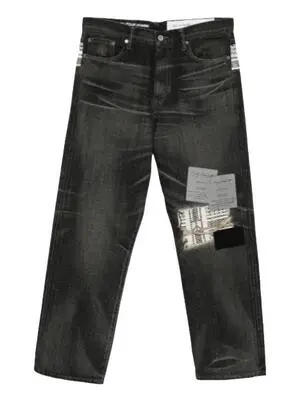 Yohji Yamamoto Distressed Patchwork Denim Jeans - Black