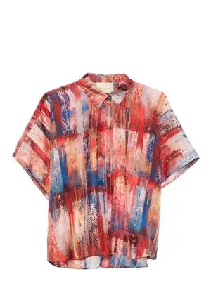 Momoni Abstract Print Silk Shirt - Red