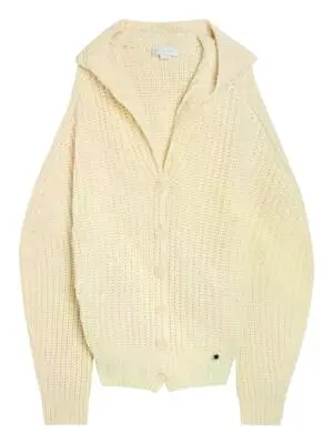 Stella McCartney Stella McCartney Ribbed Knit Hooded Cardigan Neutrals