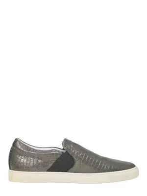 LANVIN Embossed Leather Slip-on Sneakers - Grey