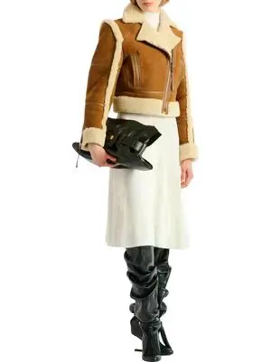 Balmain Shearling Biker Jacket - Brown