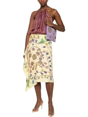Versace VERSACE Twill Midi Skirt With Broken Jewels Print Neutrals