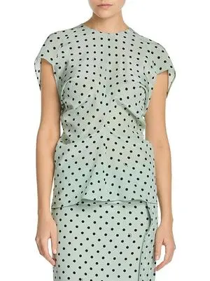 Marni Polka Dot Silk Blend Top - Mint