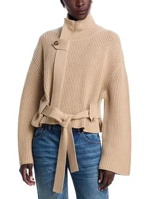 Brandon Maxwell The Neal Cashmere Zip Front Sweater - Camel