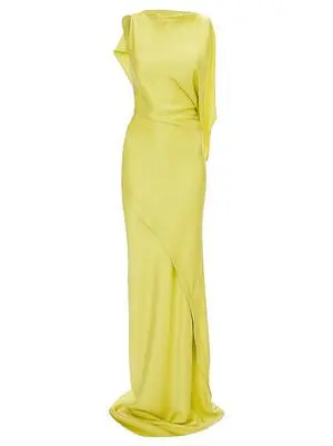 Victoria Beckham Sleeveless Draped Gown - Chartreuse