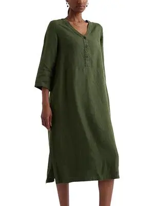 SEASALT CORNWALL Dew Drop Linen Midi Dress - Hosta