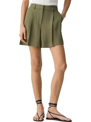 Theory Fluid Pleated Shorts - Forest Moss