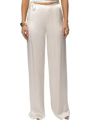 JLUXLABEL Jluxlabel Deserae Satin Wide Leg Pants Champagne