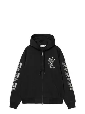 Carhartt Work In Progress Logo Graphic Zip-up Hoodie - Black