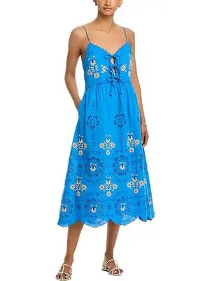 Sea Catharina Embroidered Linen-cotton Slip Dress - Blue