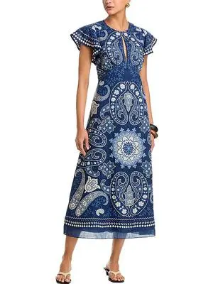 Sea Emelina Paisley Print Midi Dress - Navy