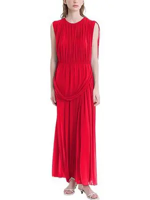 FFORME Fforme Kahlo Asymmetric Draped Loop Jersey Maxi Dress Cherry