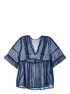 JOVONNA LONDON Lace Short Sleeve Blouse - Navy