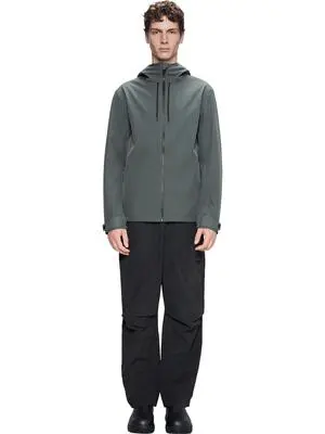 Rains Suva Softshell Jacket With Hood And Drawstring Detail - Grey