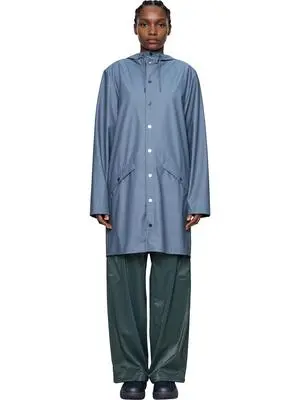 Rains Long Jacket Waterproof Rainwear - Blue Dusk