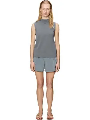 Rains Rains Warm-Up Tank Top With Mock Neck And Branding Detail Grey