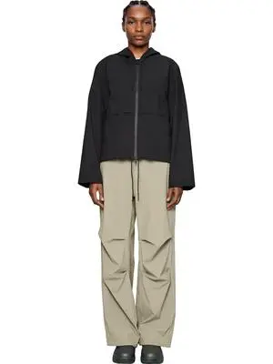Rains Suva Hardshell Cropped Jacket With Drawstring Hood And Zip Pockets - Black