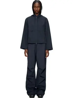 Rains Suva Hardshell Cropped Jacket With Drawstring Hood And Zip Pockets - Navy