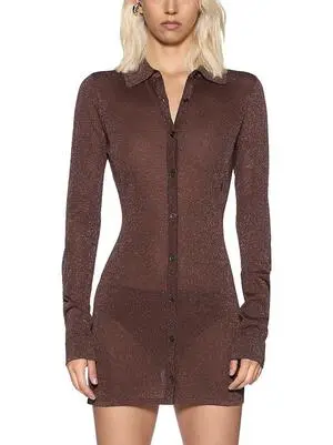 Ksubi Devin Long Sleeve Shirt Dress - Stone