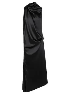 HEIRLOME Kate Twisted Draped Midi Dress In Silk Satin - Black