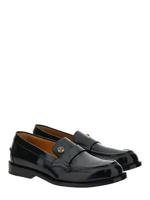 Versace Leather Loafers - Black/gold