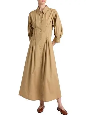 Santorelli Miley Midi Shirt Dress In Cotton Stretch - Chai