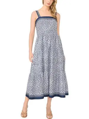 CECE DUPRAZ Square Neck Tiered Maxi Dress - Classic Navy