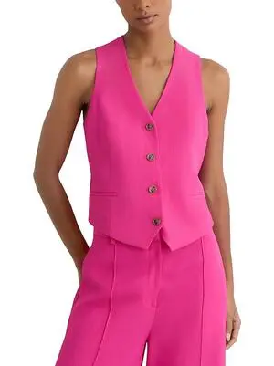 REISS Charli Button Front Waistcoat - Pink
