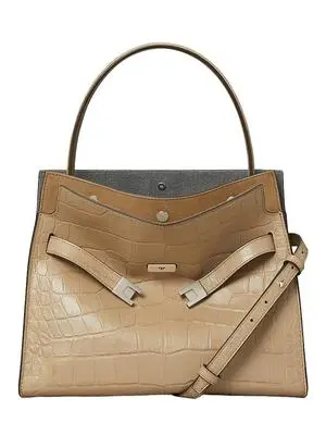 Tory Burch Tory Burch Lee Radziwill Small Embossed Leather Double Bag Ginger Leaf