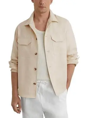 REISS Polasio Herringbone Stripe Shirt - Stone