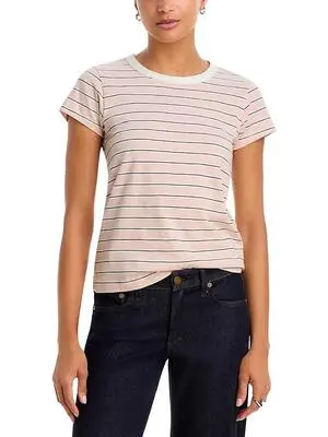 Rag & Bone Rag & Bone Slub Stripe Crewneck T-Shirt Light Blut Multi