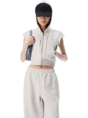 ALEXANDER WANG Alexander Wang Crystal Embellished Zip-Up Hoodie