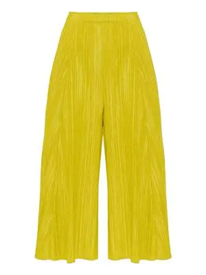 Issey Miyake Wide-leg Cropped Pleated Pants - Green