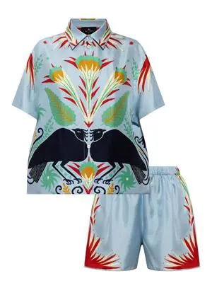 Etro Silk Printed Shirt And Shorts Set - Multicolour