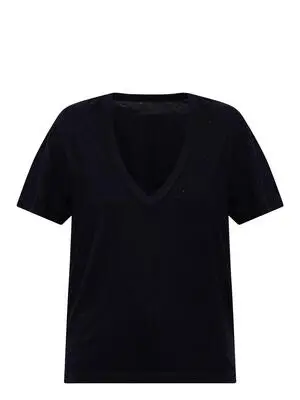 Zadig&Voltaire Zadig & Voltaire Marta V-Neck T-Shirt With Crystal Embellishments Navy Blue