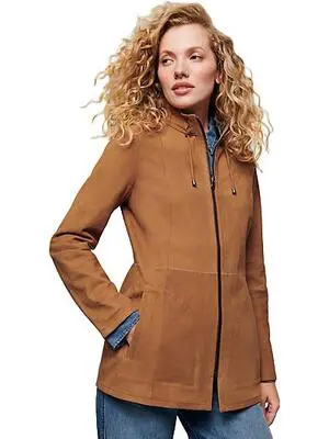Overland Adele Reversible Suede Leather Jacket - Tobacco/black
