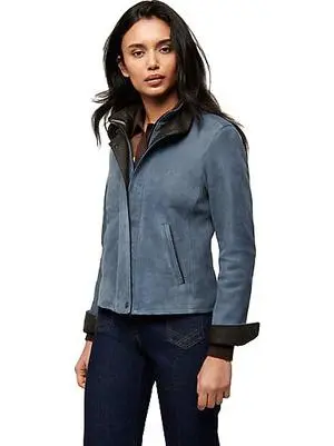 Overland Jenna Distressed Leather Jacket - Sky/rustic