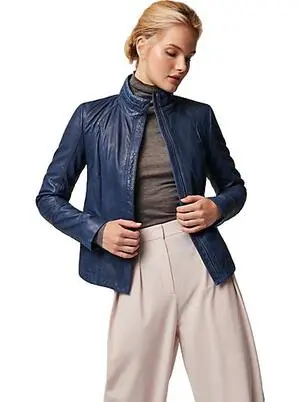 Overland Azura Leather Jacket - Blue 2