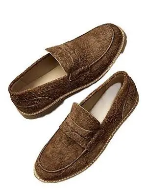 BOS & CO S Otto Suede Leather Loafers - Chestnut