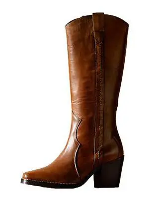 BOS & CO Wynona Leather Boots - Cognac