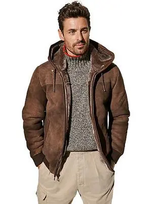 Overland Luke Hooded Sheepskin Jacket - Rust Briesa