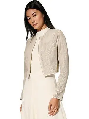 Overland Tori Perforated Lambskin Jacket - Eggshell