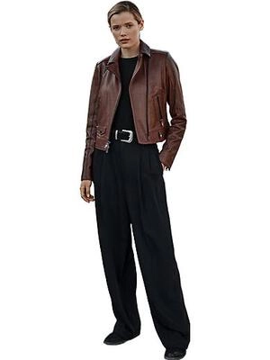 Overland Ariel Leather Moto Jacket - Chestnut