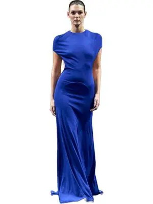 TOM FORD Backless Cap Sleeve Evening Gown - Blue